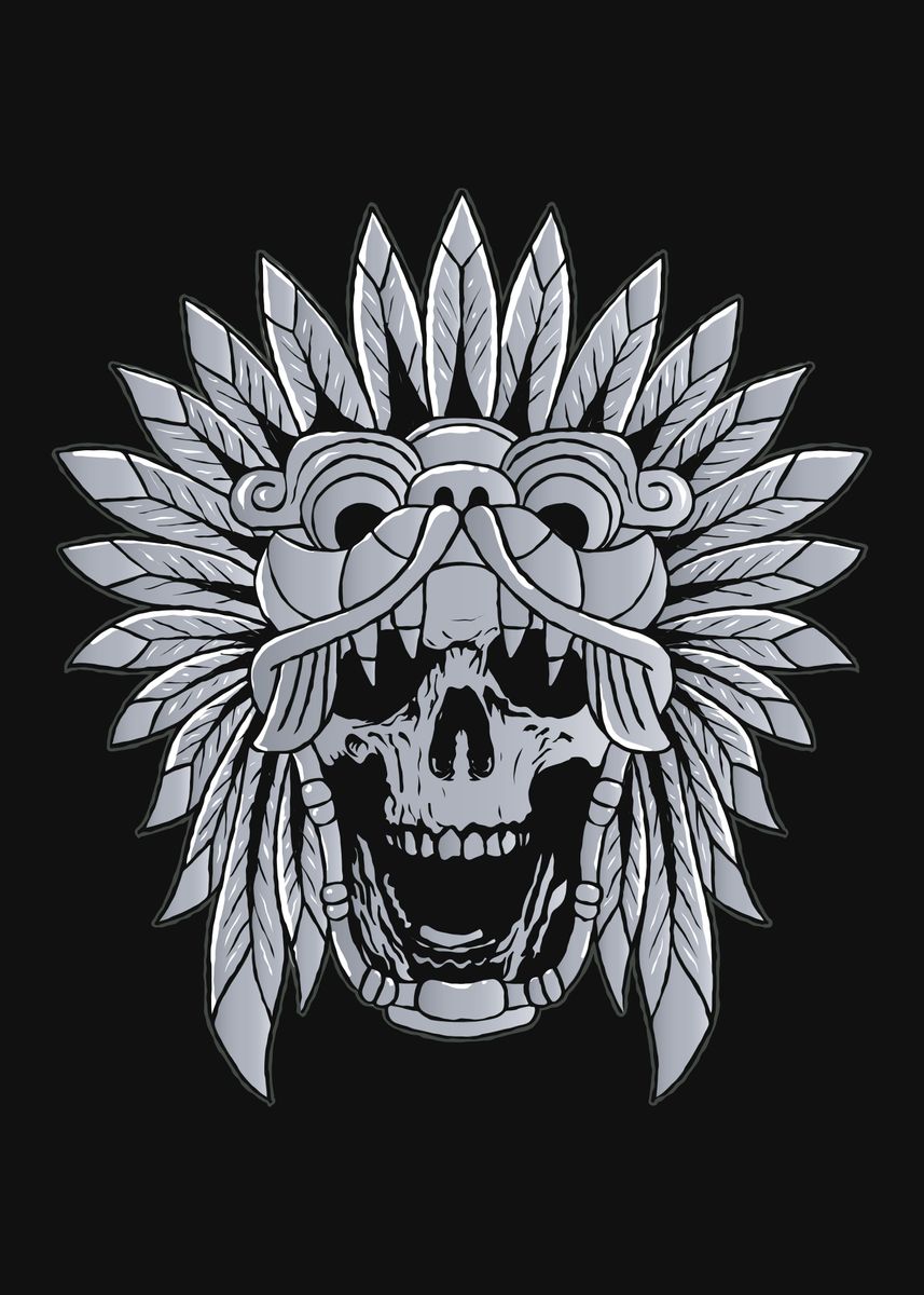 'Quetzalcoatl Skull Goth' Poster, picture, metal print, paint by ...