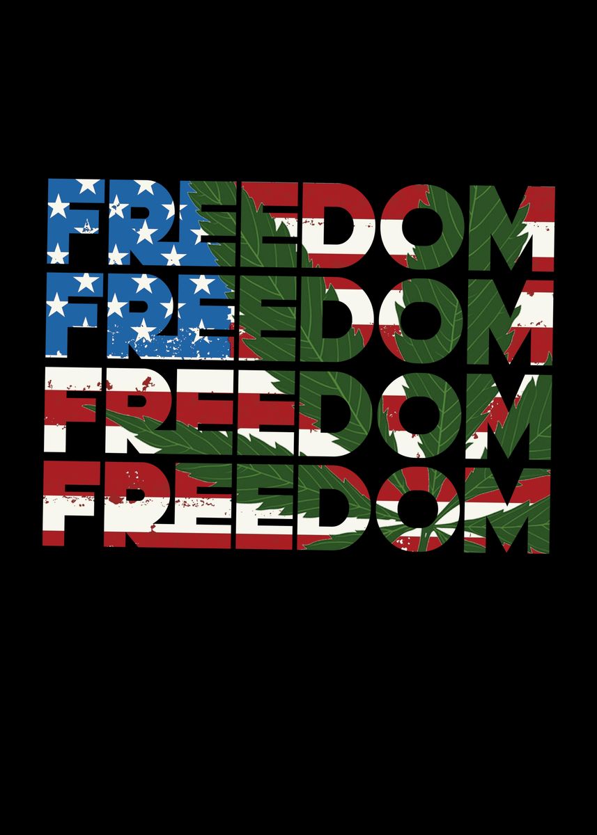 'Freedom cannabis' Poster, picture, metal print, paint by BeMi | Displate