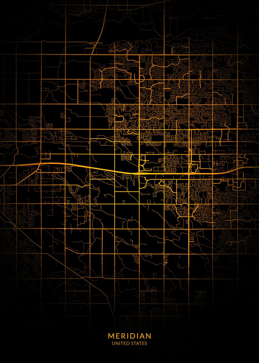 'Meridian City Map Gold' Poster, picture, metal print, paint by Trulaf ...