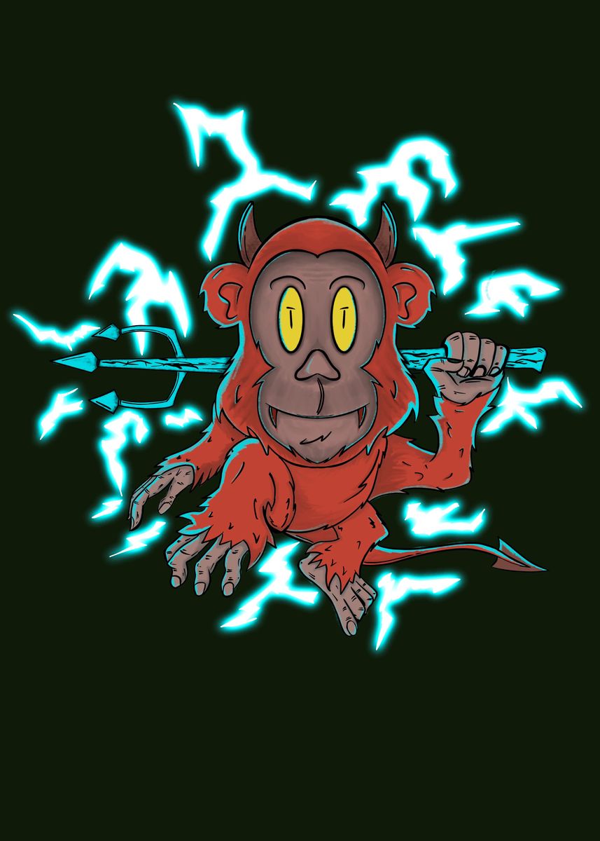 'THE MONKEY OF LIGHTNING ' Poster, picture, metal print, paint by zaka ...