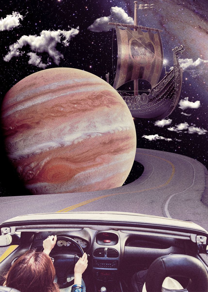 'Space Road Collage' Poster by Fateh Lahlah | Displate