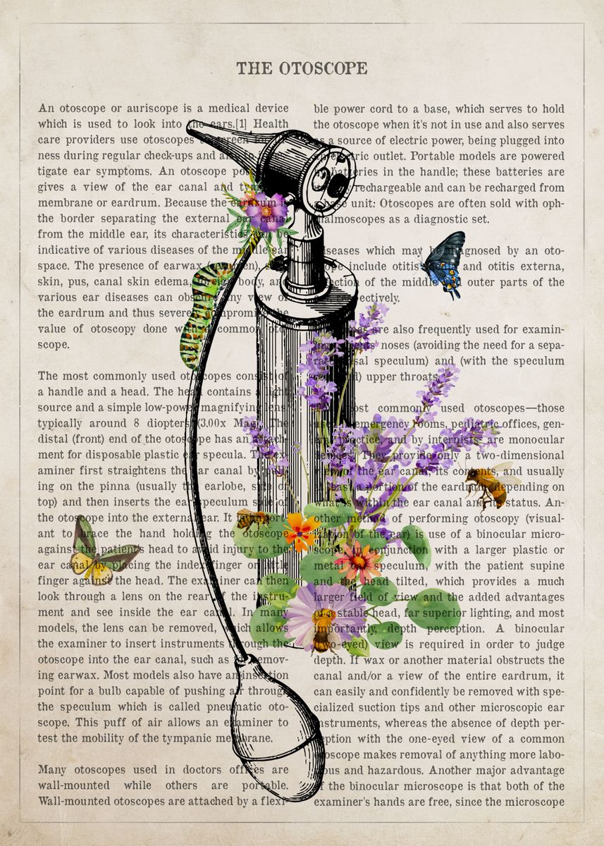 'Otoscope With Flowers' Poster, picture, metal print, paint by Aged ...