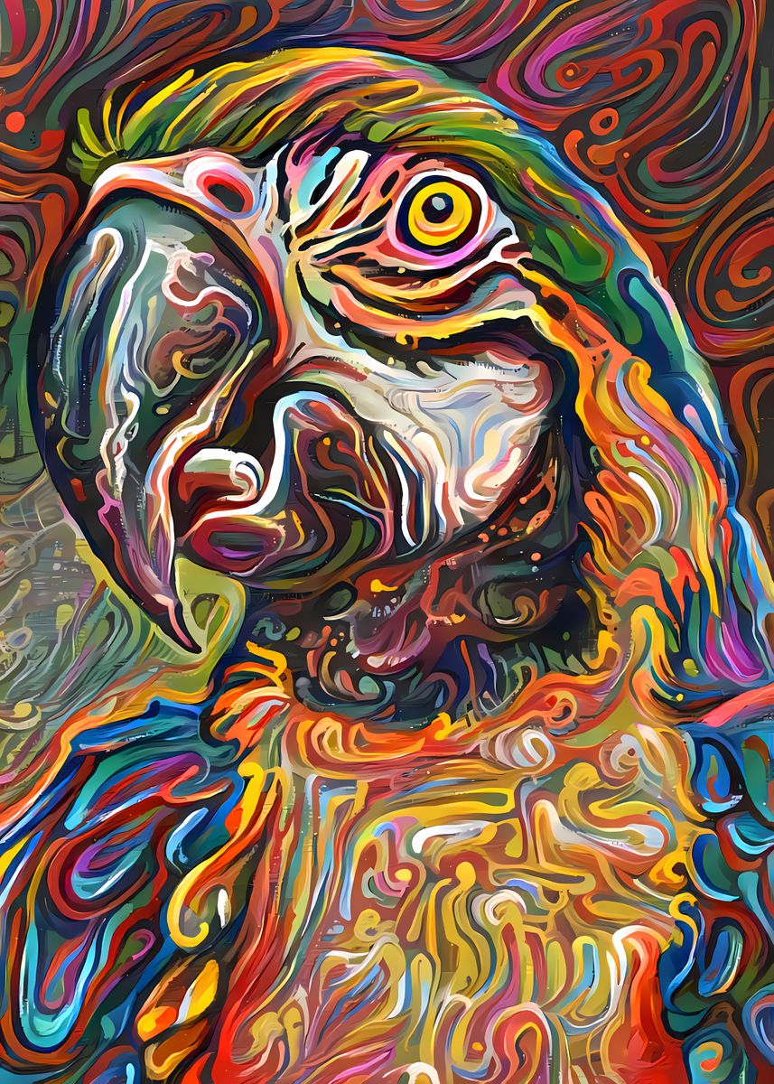 'Abstract parrot' Poster, picture, metal print, paint by Snecc Faraday ...