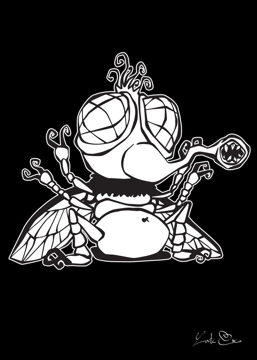 'Creepy fly' Poster, picture, metal print, paint by LouteCrea | Displate