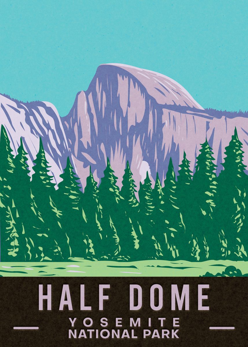 'Half Dome Yosemite' Poster, picture, metal print, paint by Jordan ...