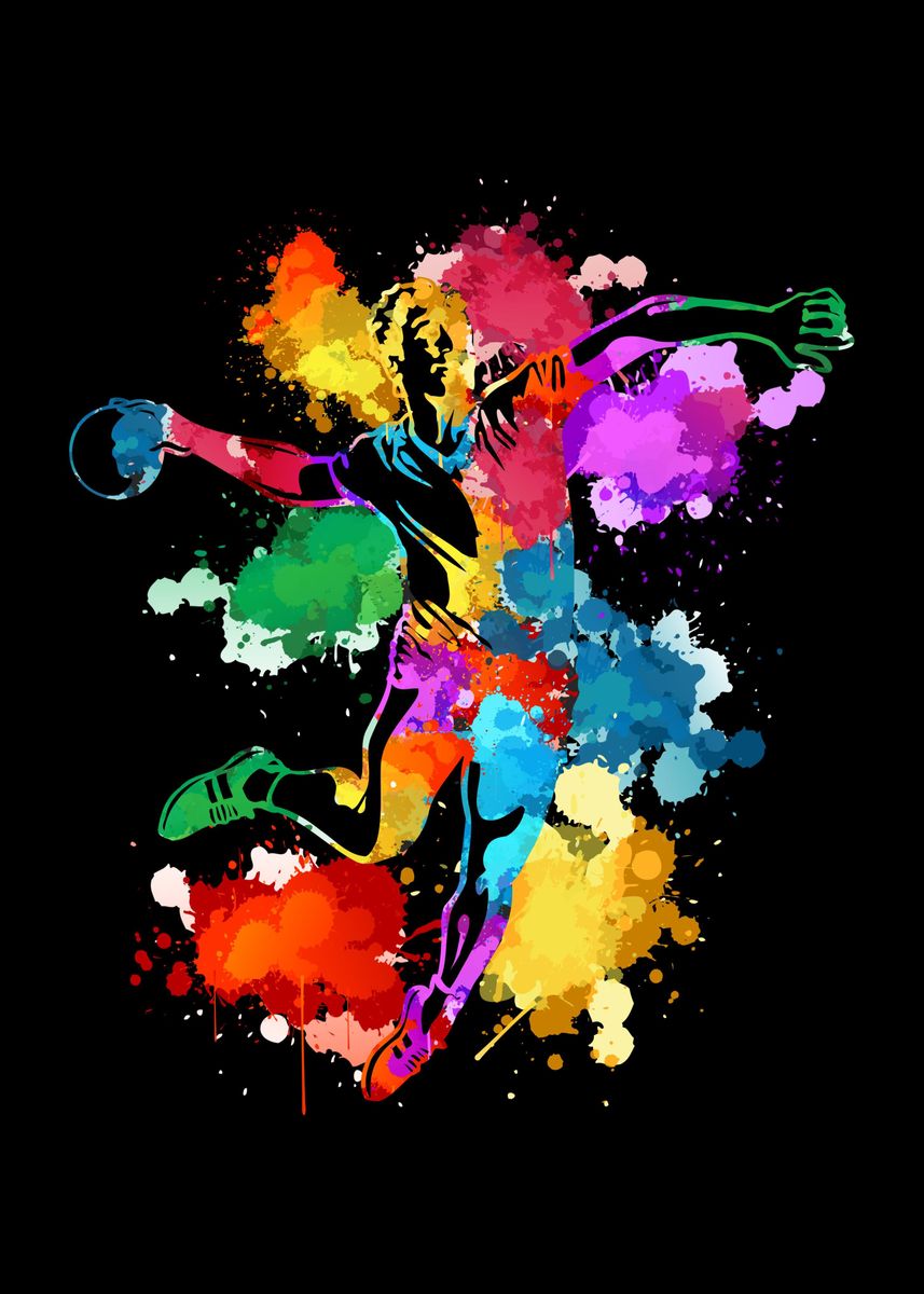 'Colorful Handball Player' Poster, picture, metal print, paint by ...