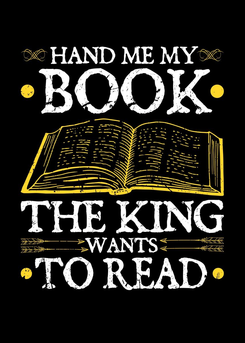 'Reading King Book Lover' Poster, picture, metal print, paint by ...