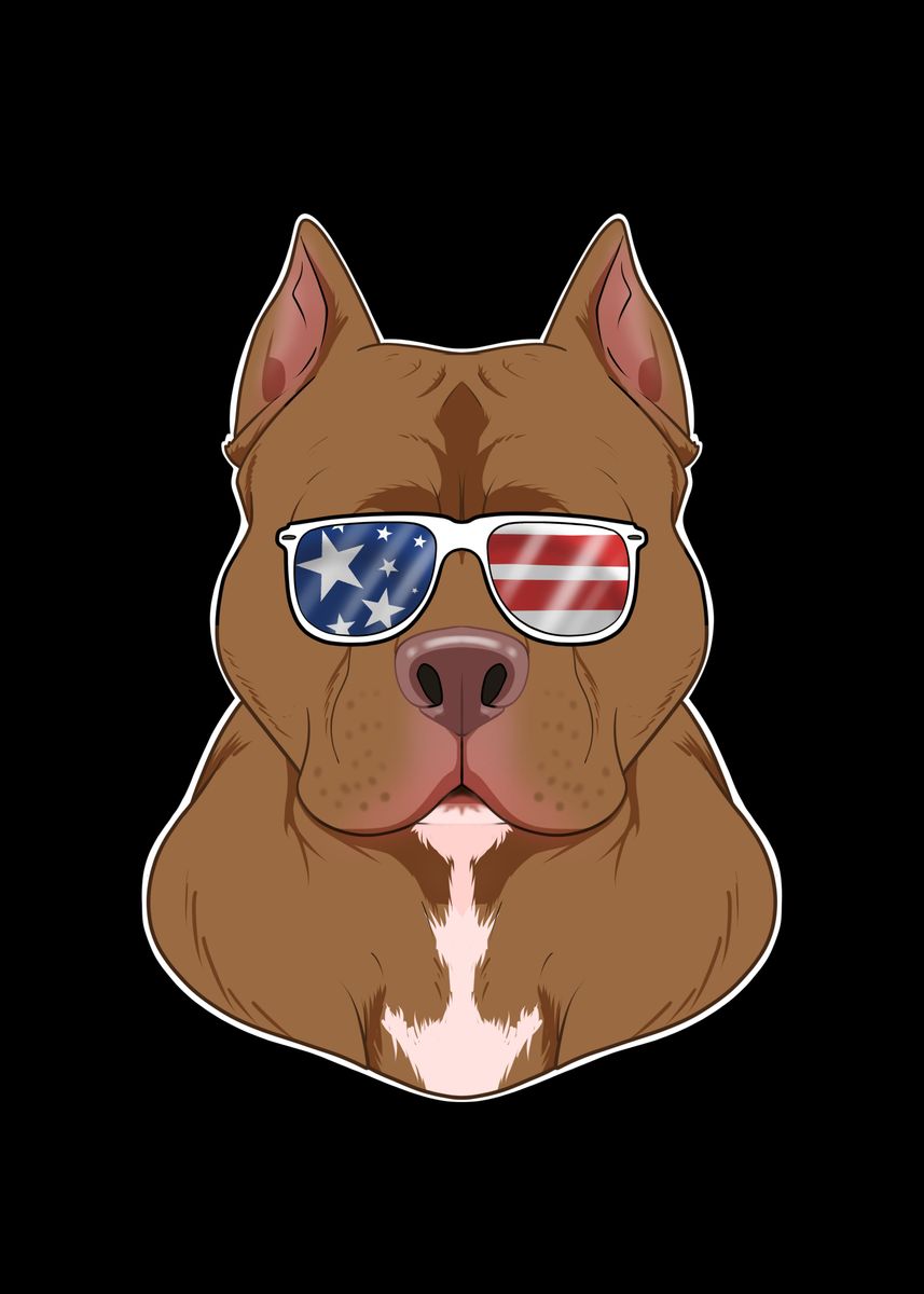 'Pitbull USA Sunglasses' Poster by MaximusDesigns | Displate