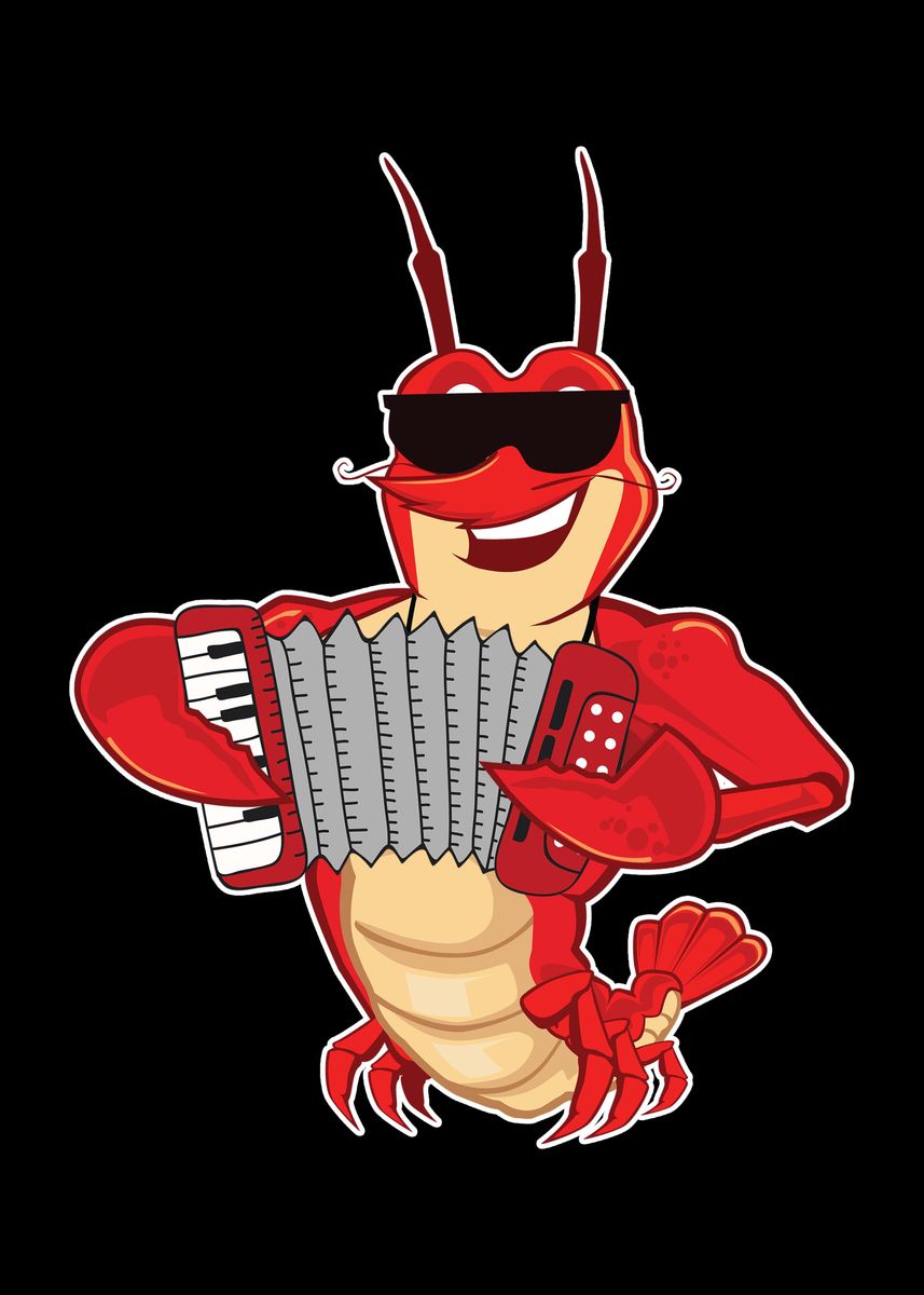 'Crawfish Playing Accordion' Poster, picture, metal print, paint by ...