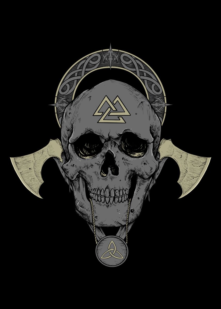 'Pagan Skull Nordic Viking' Poster by Richard Åkers | Displate