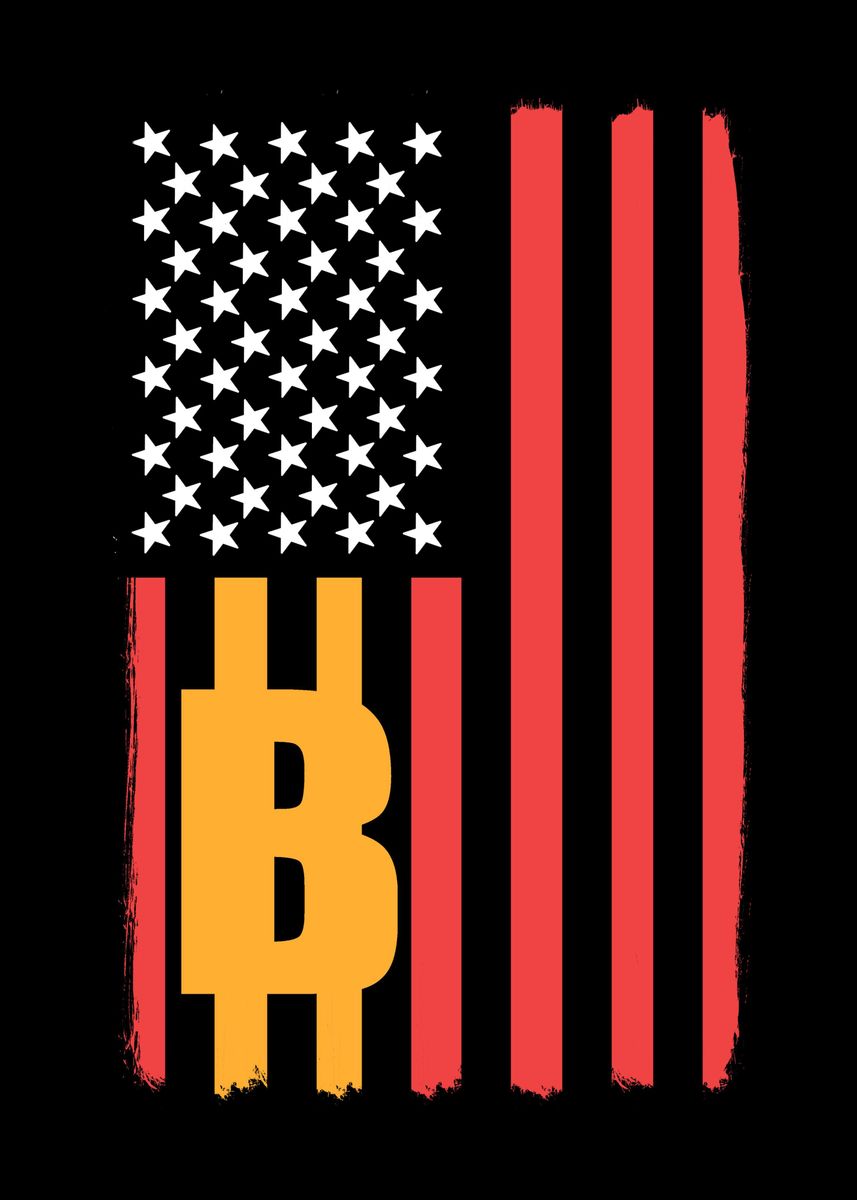 'Bitcoin American Flag' Poster, picture, metal print, paint by ...