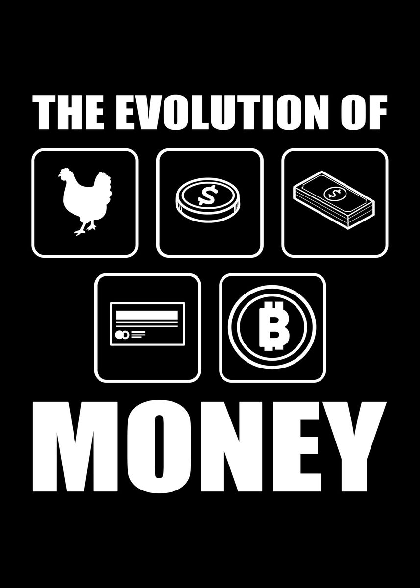 'Evolution Of Money Bitcoin' Poster, picture, metal print, paint by ...