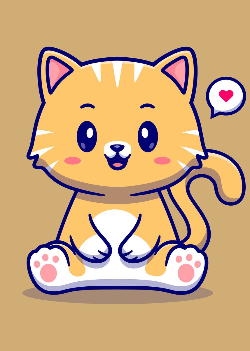 'Cute cat sitting' Poster, picture, metal print, paint by Le Duc Hiep ...