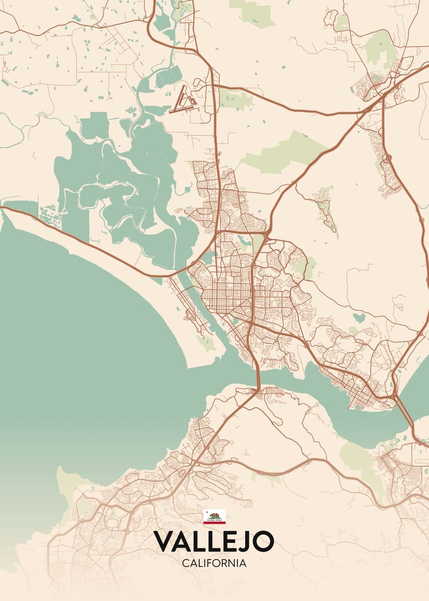 'Vallejo CA' Poster, picture, metal print, paint by IMR Designs | Displate