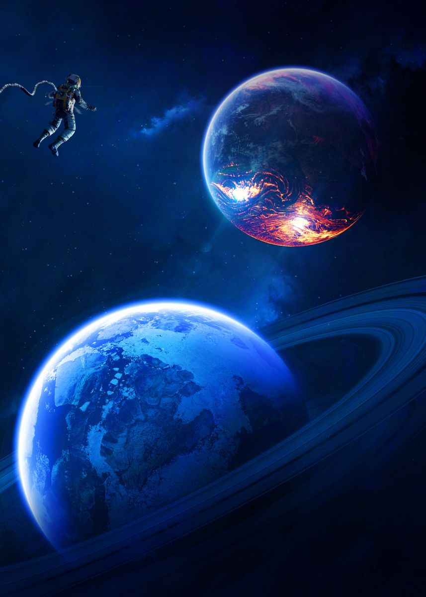 'Visiting distant planets' Poster, picture, metal print, paint by Ale ...