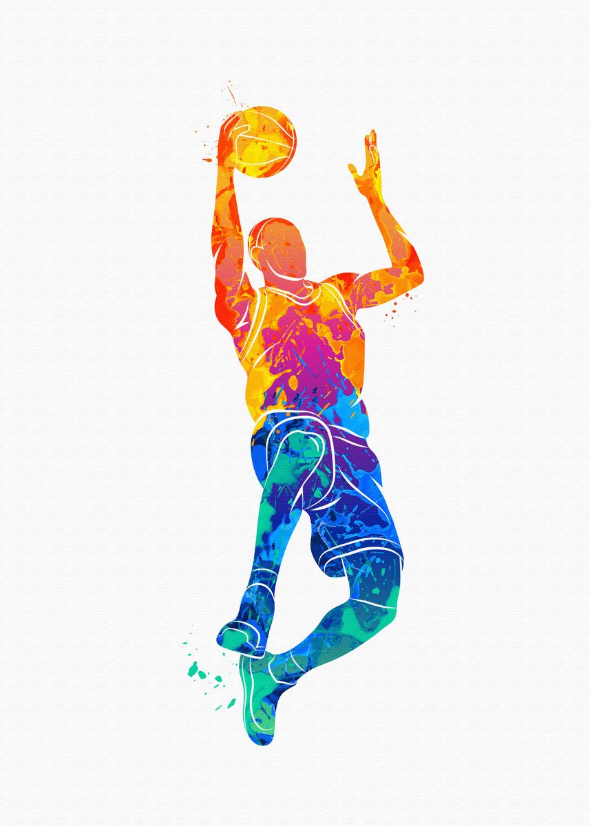 'Abstract basketball player' Poster, picture, metal print, paint by ...