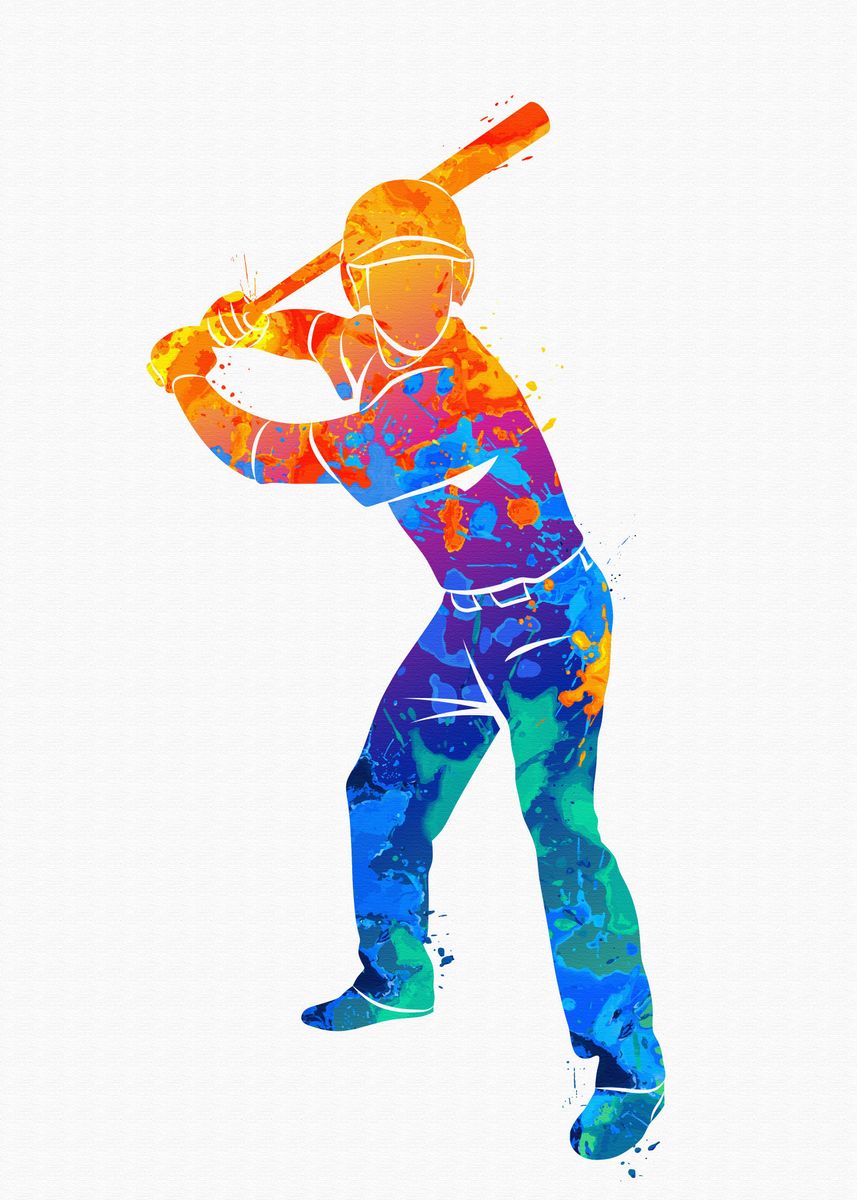 'Abstract baseball player' Poster, picture, metal print, paint by ...