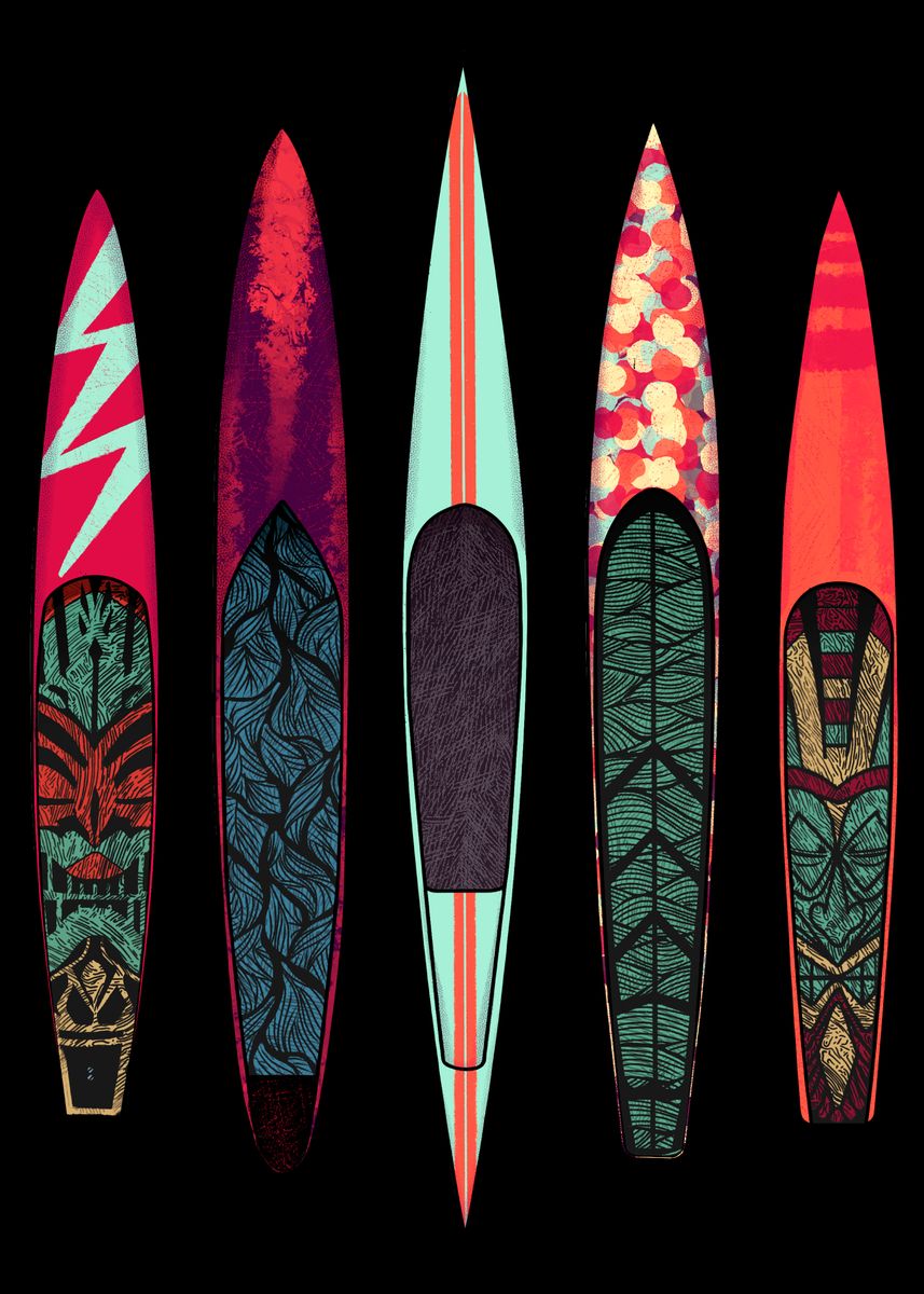 'Paddleboards' Poster by Intergalactic Happiness | Displate