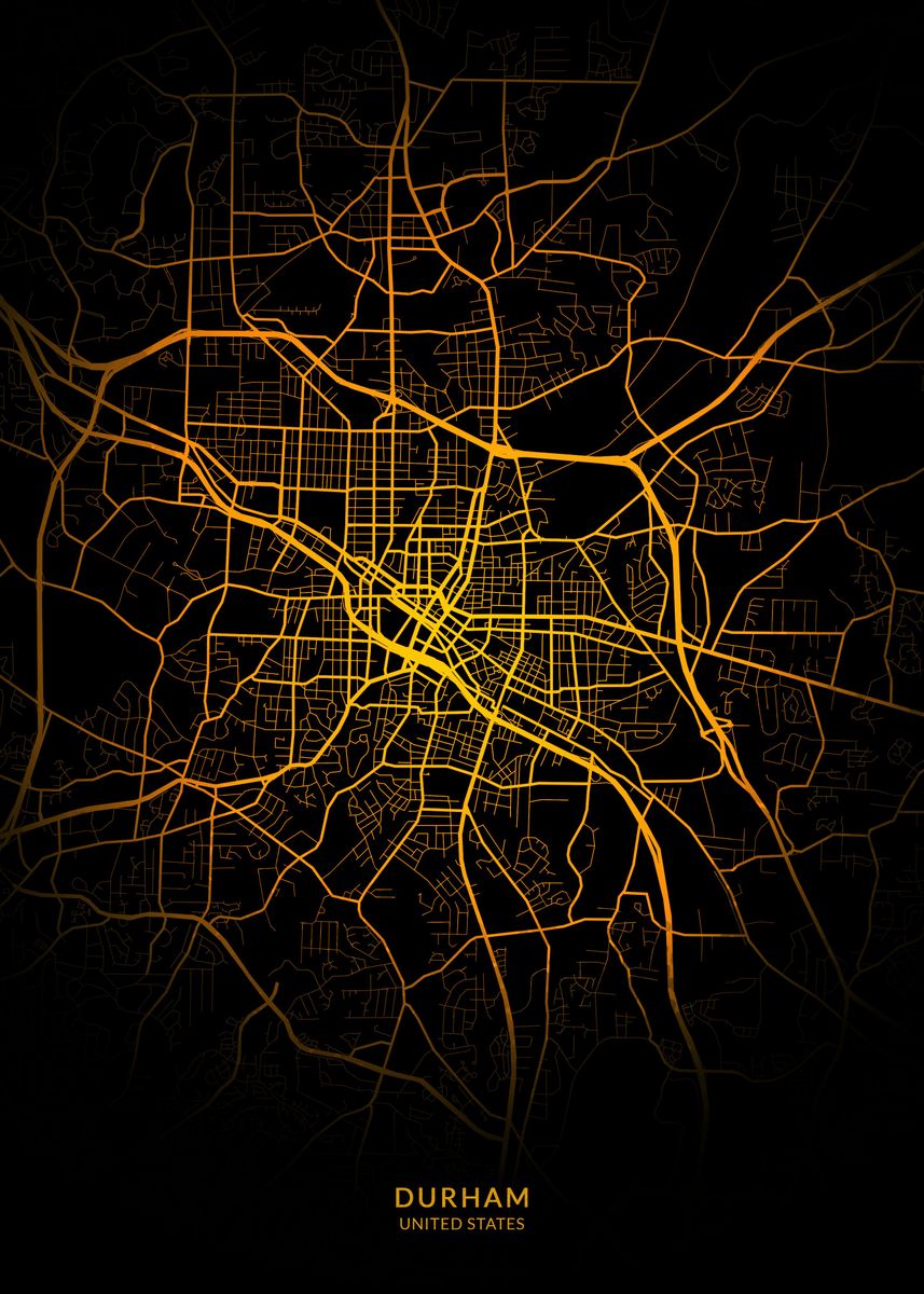 'Durham USA City Map' Poster, picture, metal print, paint by Trulaf ...