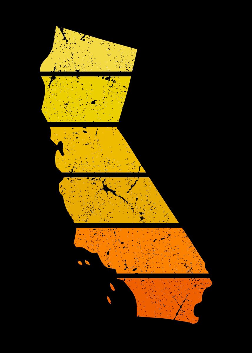 'California Map Sunset' Poster, picture, metal print, paint by ...