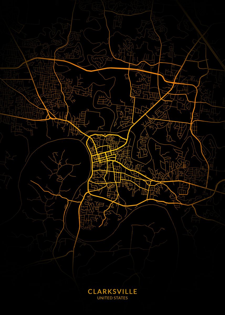 'Clarksville City Map Gold' Poster by Trulaf Design | Displate