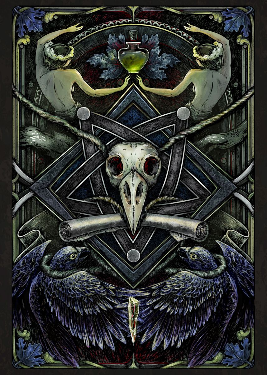 'Raven Skull' Poster, picture, metal print, paint by GWENT | Displate