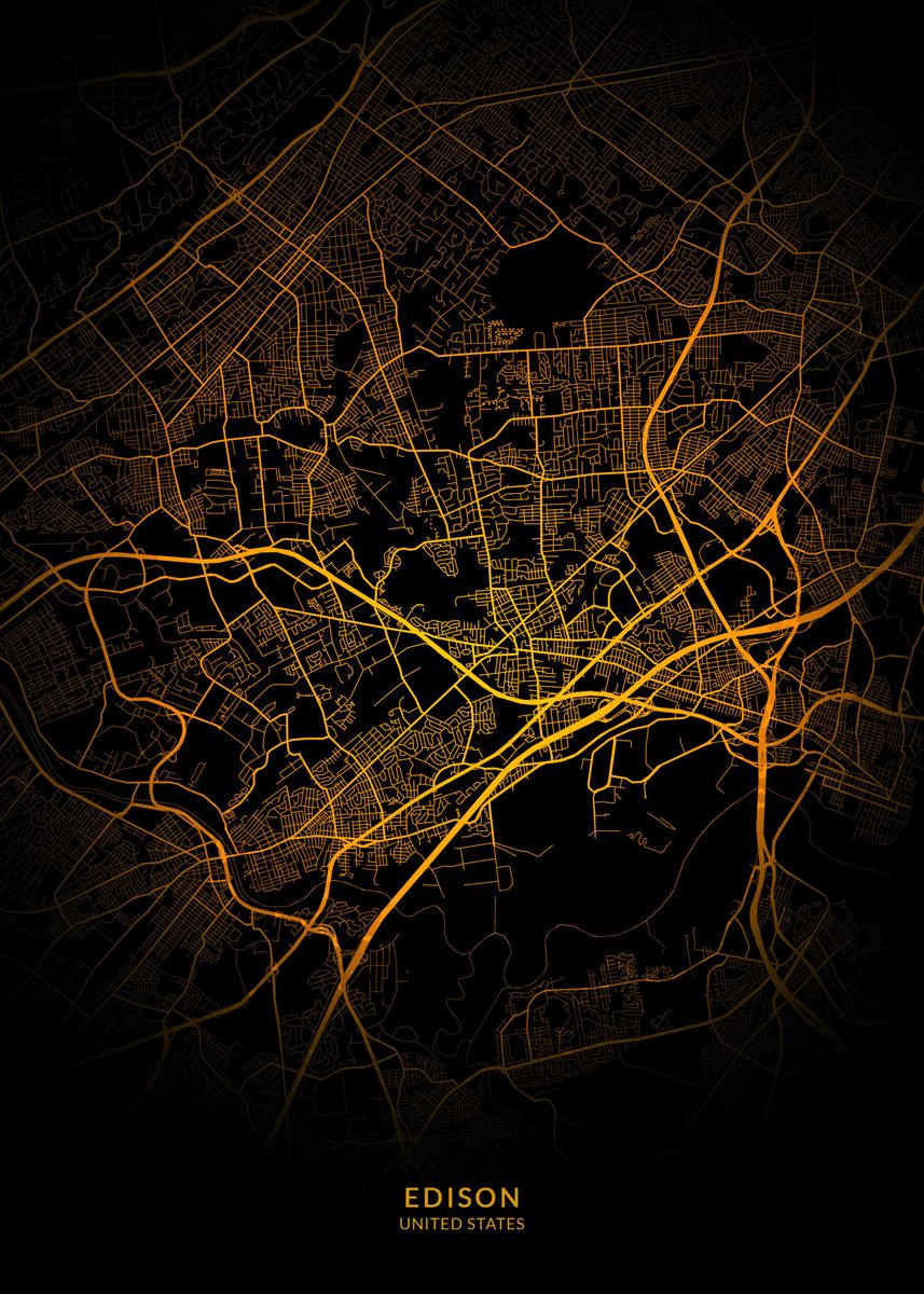'Edison USA City Map' Poster by Trulaf Design | Displate