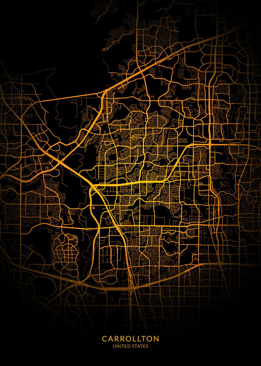 'Carrollton City Map Gold' Poster by Trulaf Design | Displate