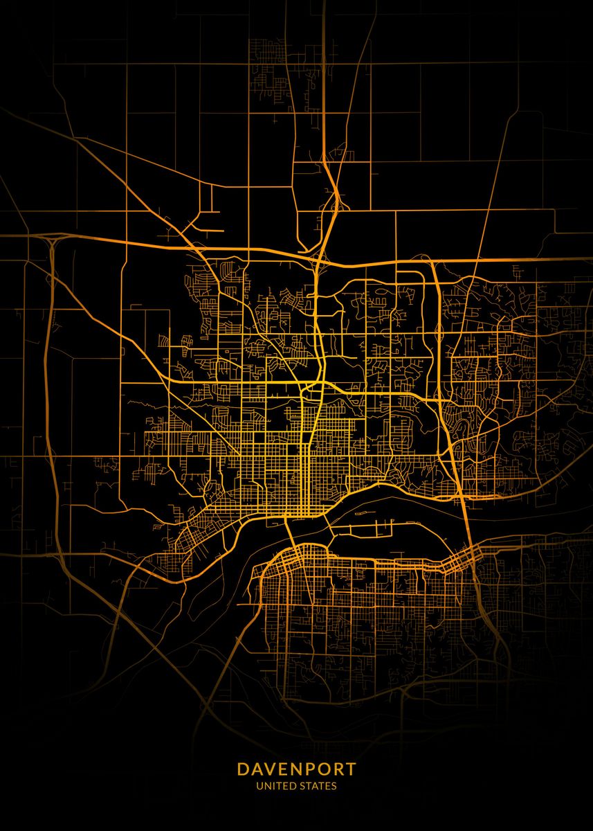 'Davenport USA City Map' Poster, picture, metal print, paint by Trulaf ...
