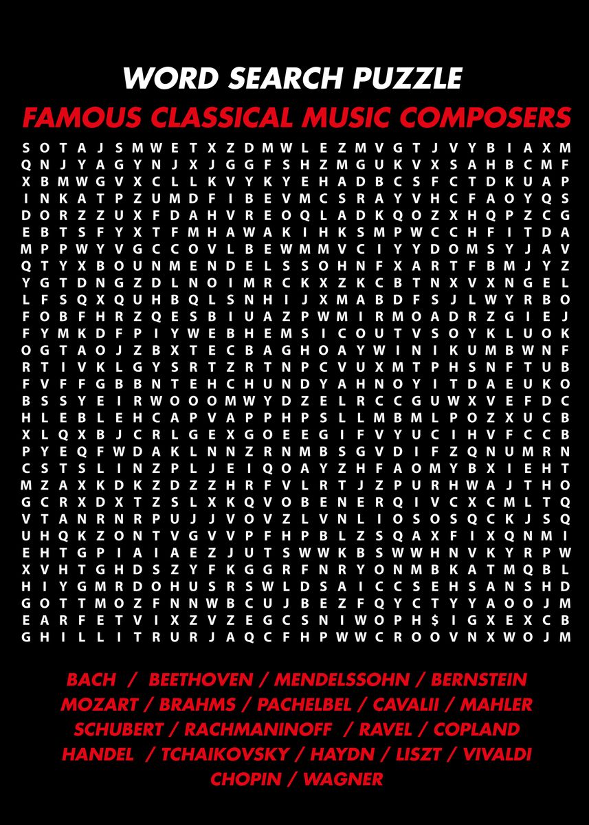 'Word Search Classic Music' Poster by Intergalactic Happiness | Displate