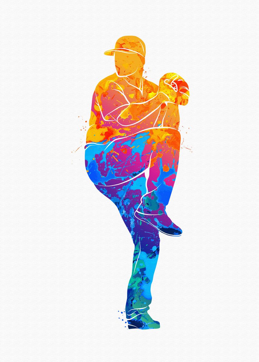 'Abstract baseball player' Poster, picture, metal print, paint by ...