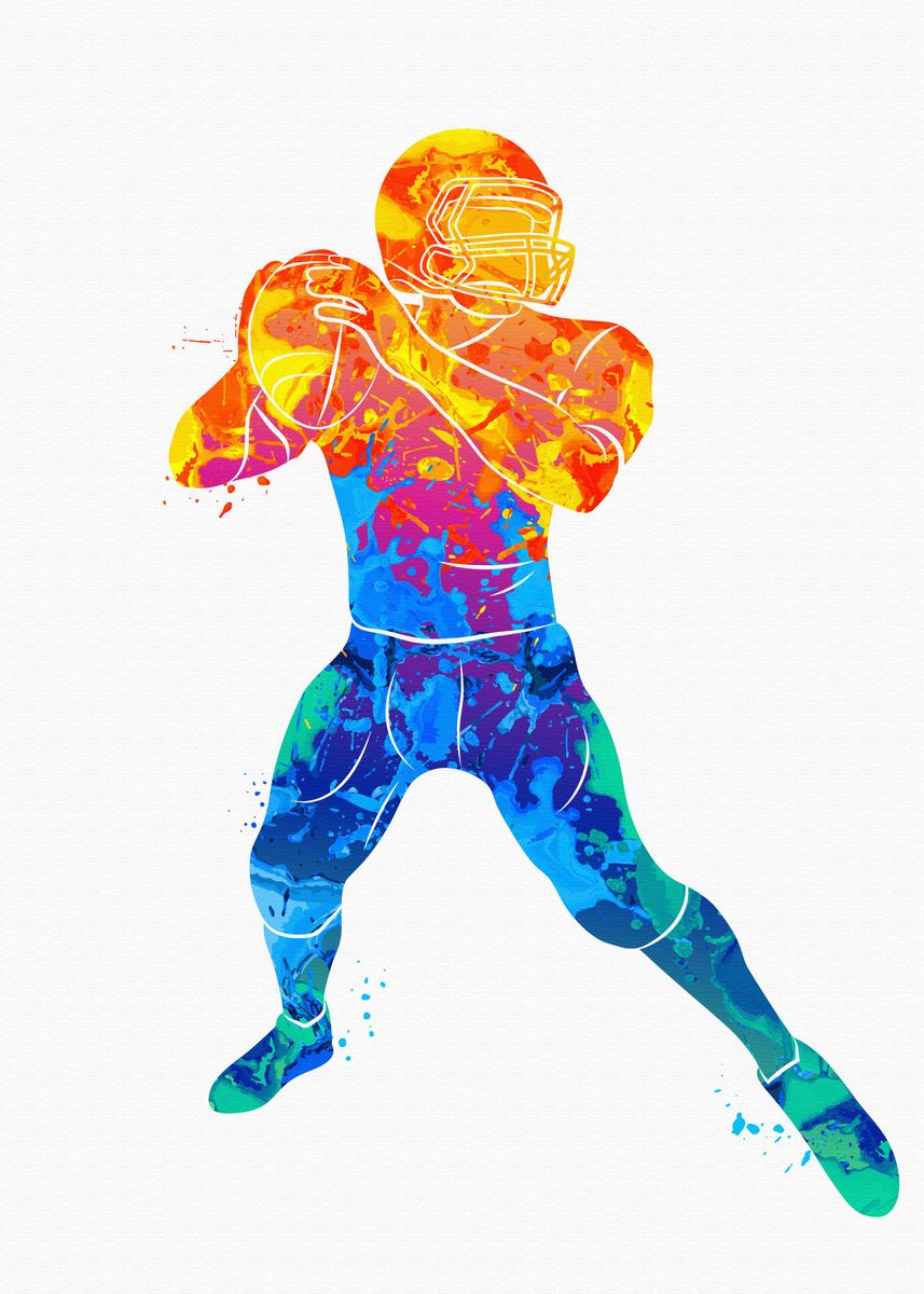 'Abstract football player' Poster, picture, metal print, paint by ...
