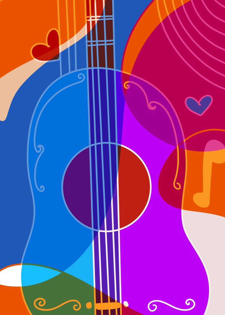 'Abstract Guitar ' Poster, picture, metal print, paint by 4 Epic ...