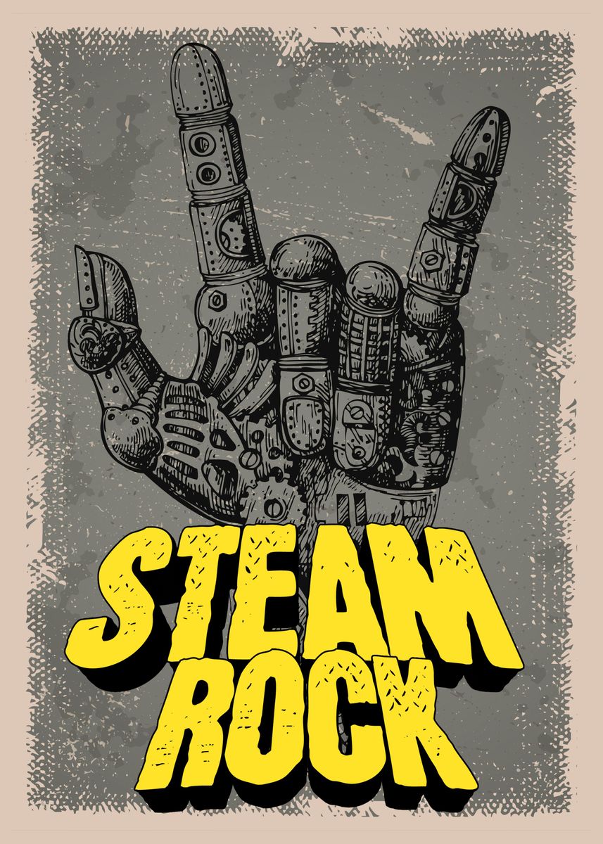 'Robotic Steam Rock Hand' Poster, picture, metal print, paint by Stefan ...