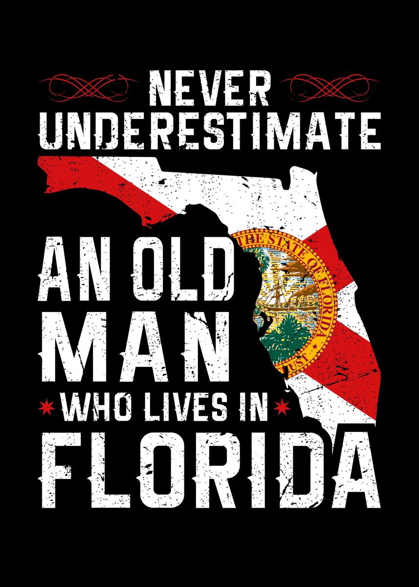 'Flag Florida Man Flo Grown' Poster, picture, metal print, paint by ...