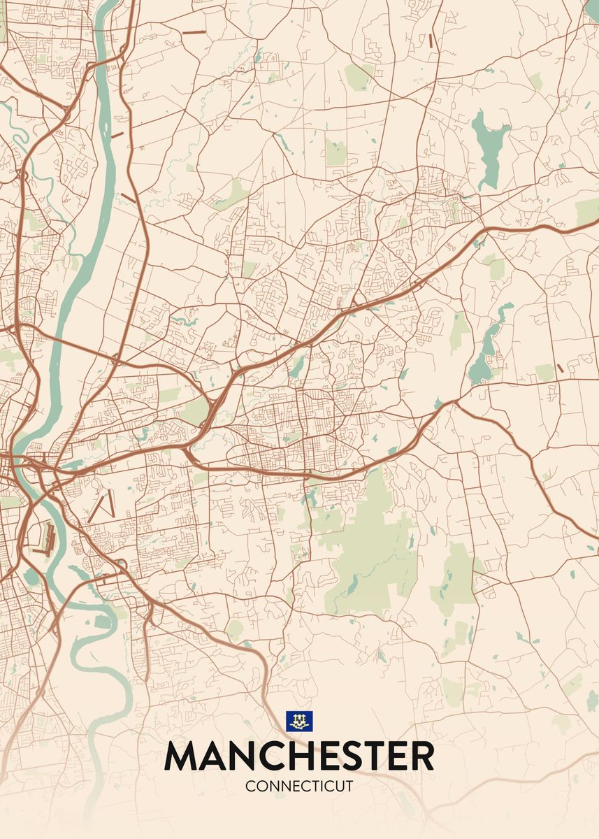 'Manchester CT' Poster, picture, metal print, paint by IMR Designs ...