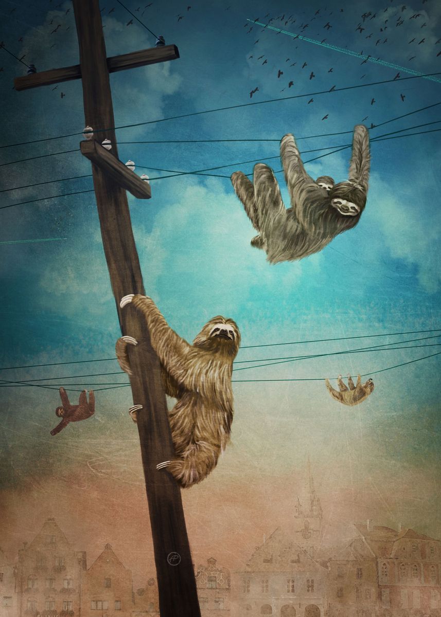 'Sloth City' Poster by Paula Belle Flores | Displate