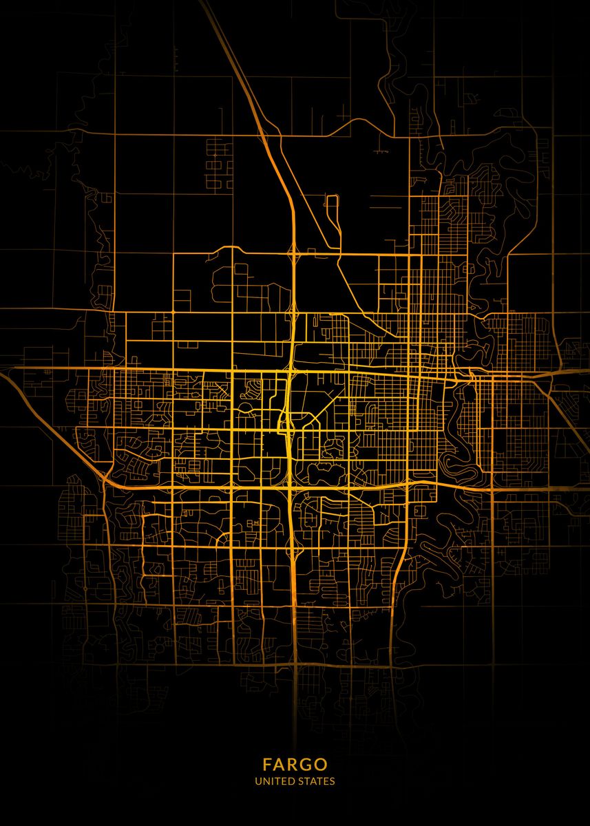 'Fargo USA City Map' Poster by Trulaf Design | Displate