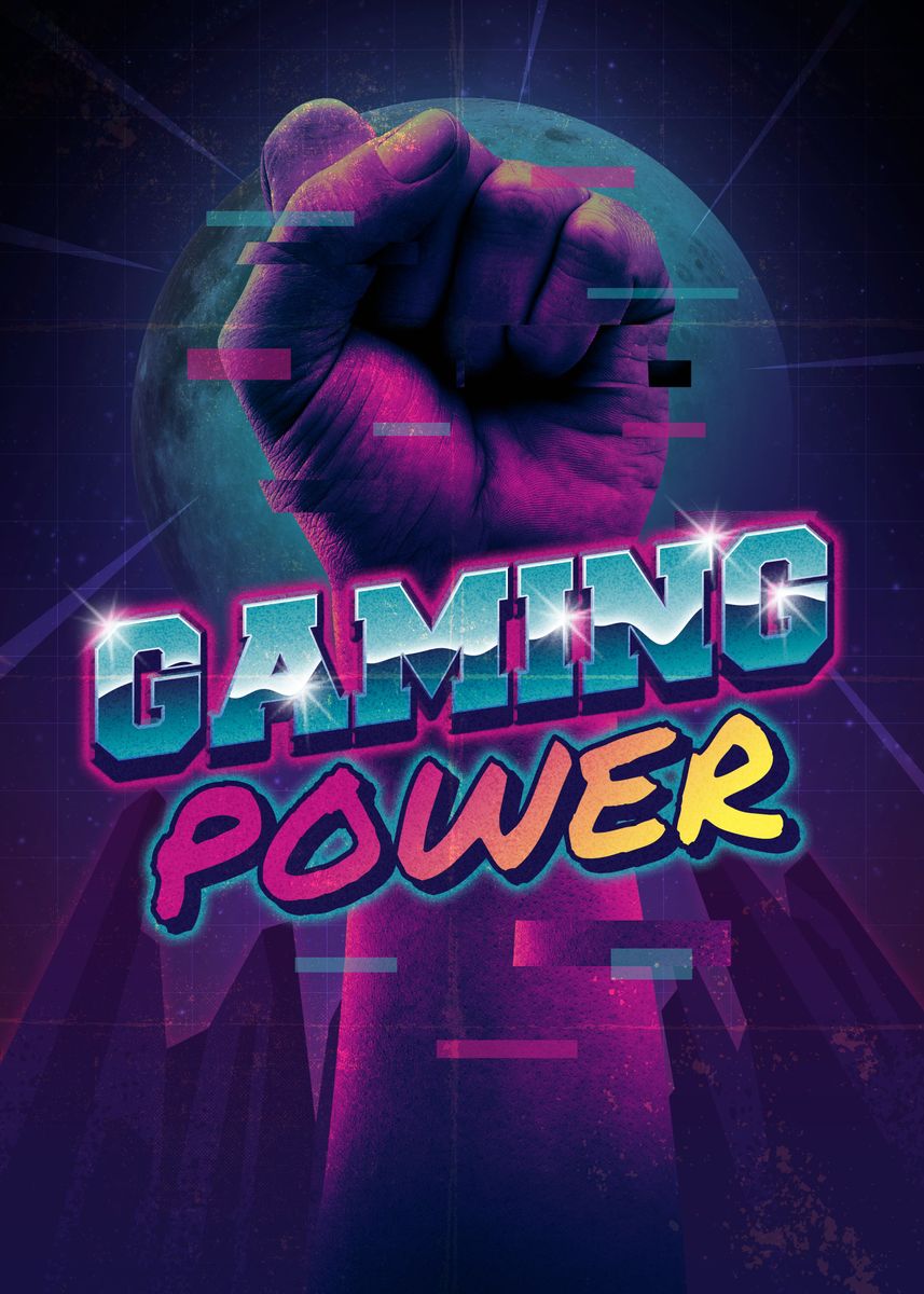 'Gaming Power 80s Retro' Poster, picture, metal print, paint by ...