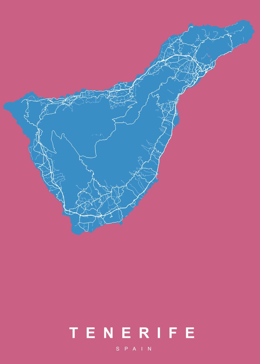 'TENERIFE Map Island Spain' Poster, picture, metal print, paint by ...