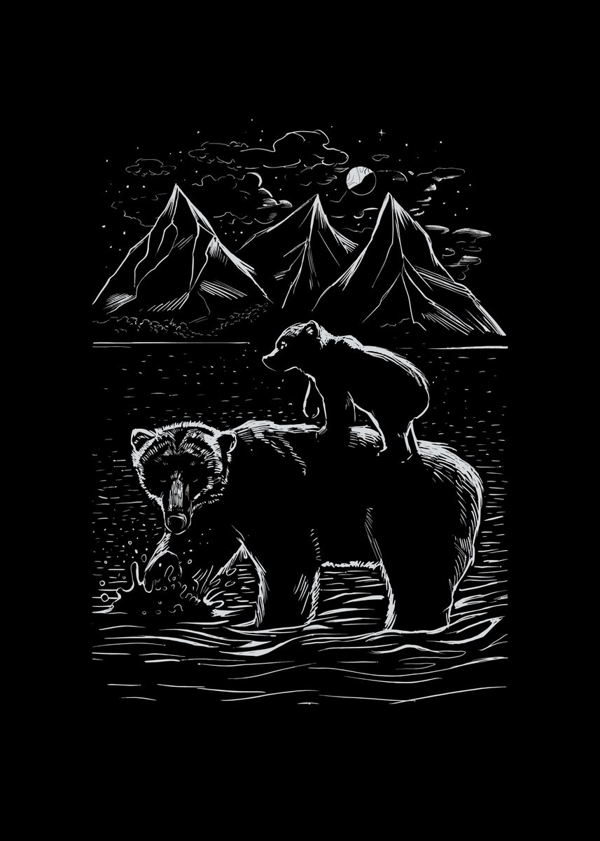 'Bear family in nature' Poster, picture, metal print, paint by ...