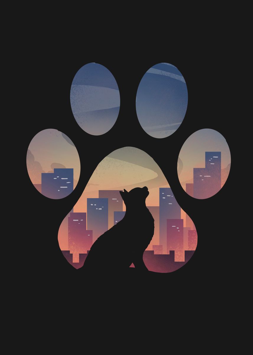 'Cat Paw' Poster, picture, metal print, paint by Pixelpath | Displate