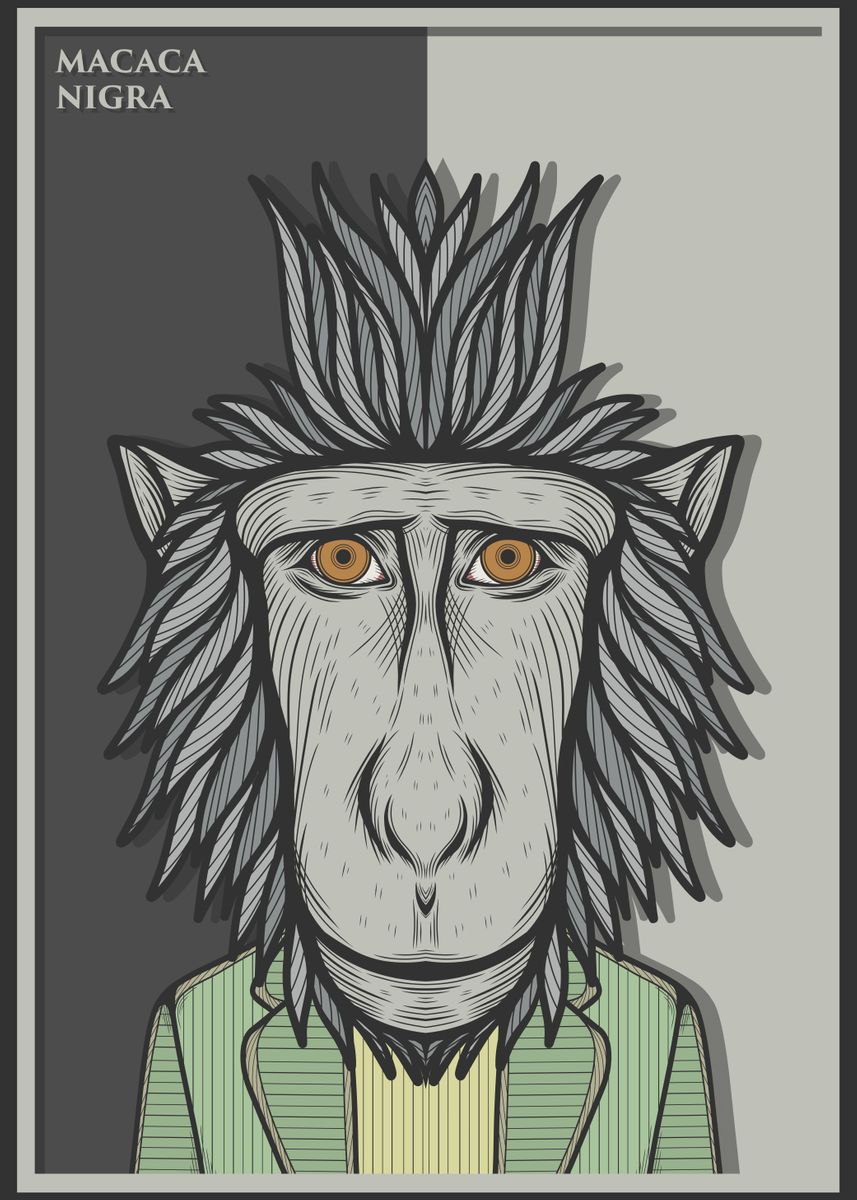 'Black Crested Macaque' Poster, picture, metal print, paint by Milhad ...
