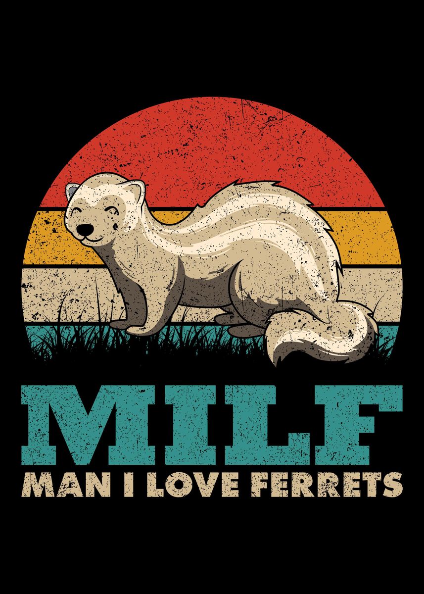 'Ferret Retro' Poster, picture, metal print, paint by AestheticAlex ...