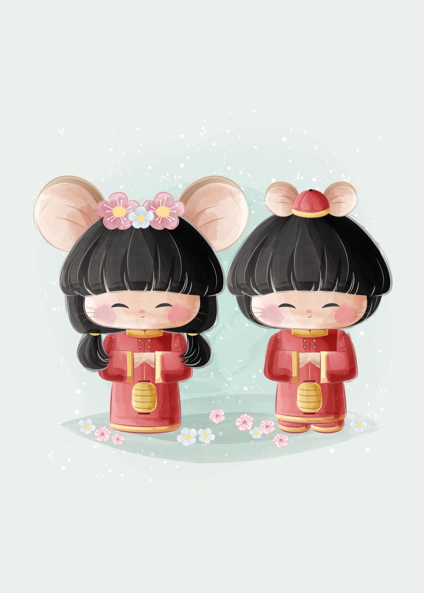 'Cute Girl And Cute Boy' Poster, picture, metal print, paint by Faissal ...