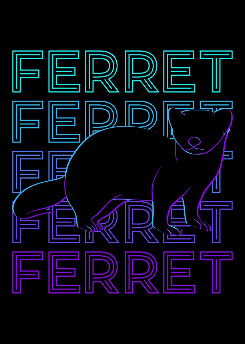 'Ferret Retro' Poster by AestheticAlex | Displate