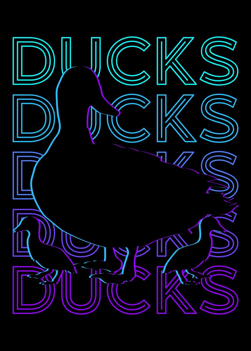 'Duck Retro Ducks' Poster, picture, metal print, paint by AestheticAlex ...