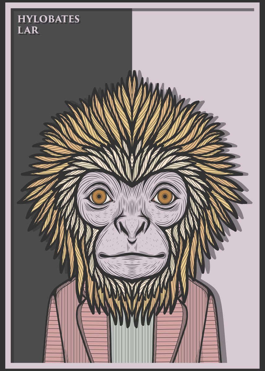 'Lar Gibbon Monkey' Poster, picture, metal print, paint by Milhad Art ...