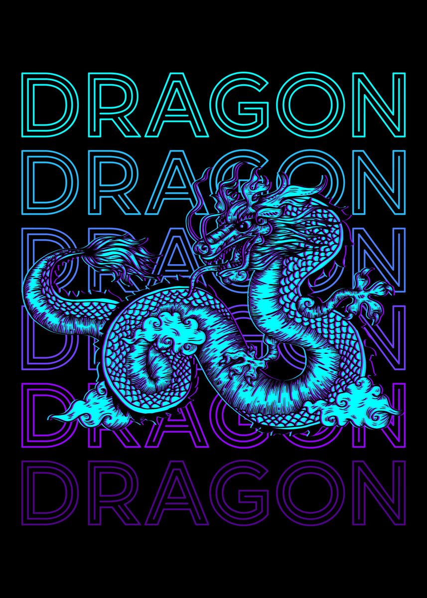 'Dragon Retro' Poster, picture, metal print, paint by AestheticAlex ...