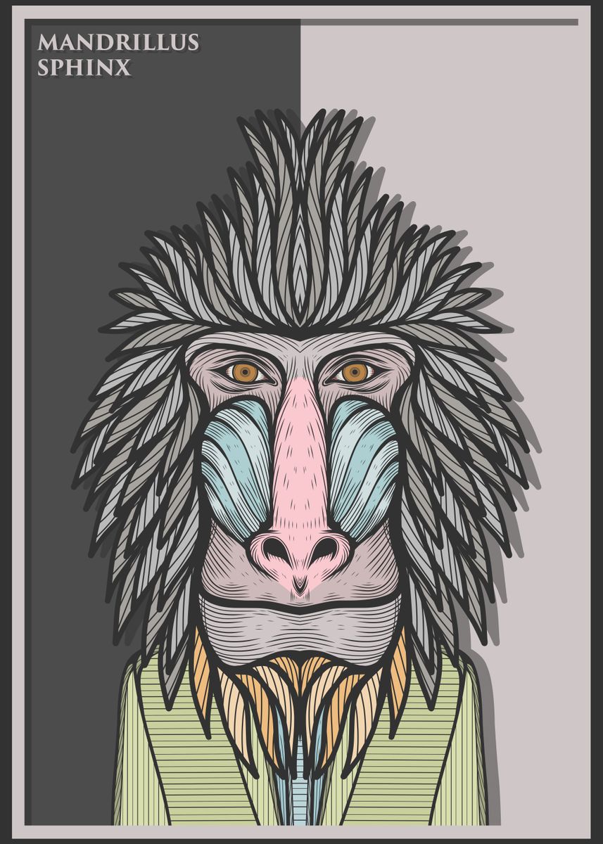 'Mandrill' Poster, picture, metal print, paint by Milhad Art | Displate